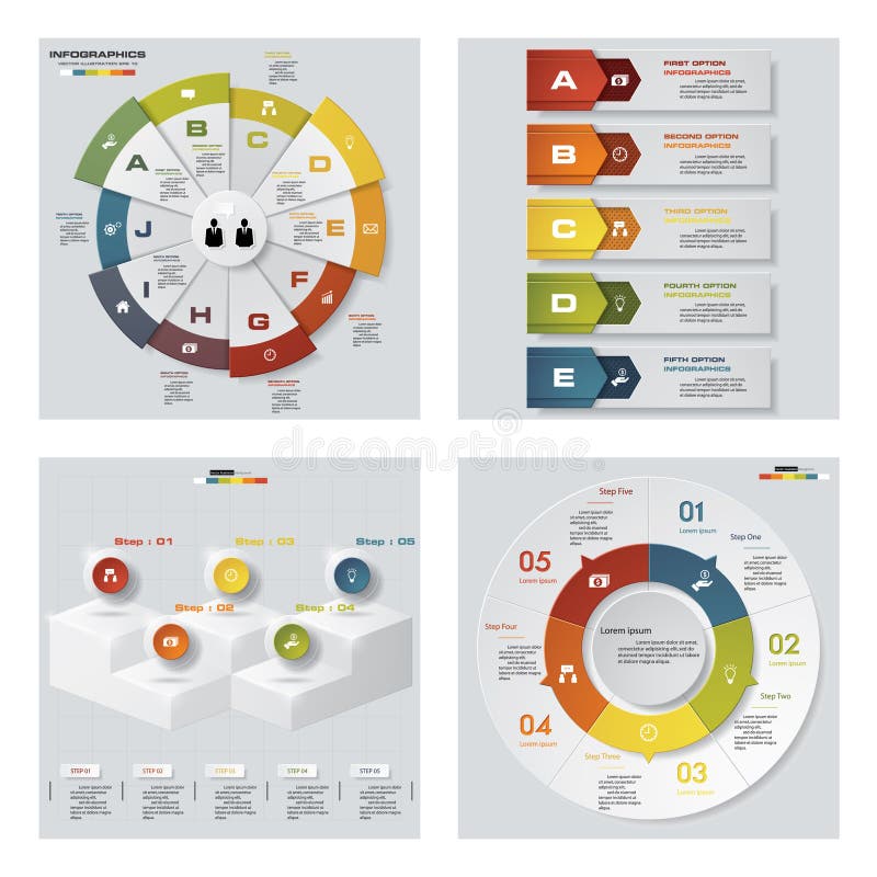 Collection of 4 Design Colorful Presentation Templates. Vector ...