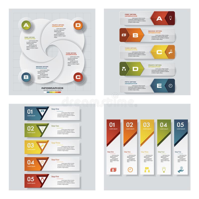 Collection of 4 Design Colorful Presentation Templates. Vector ...