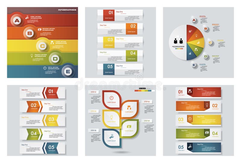 Collection of 6 Design Colorful Presentation Templates. Vector ...