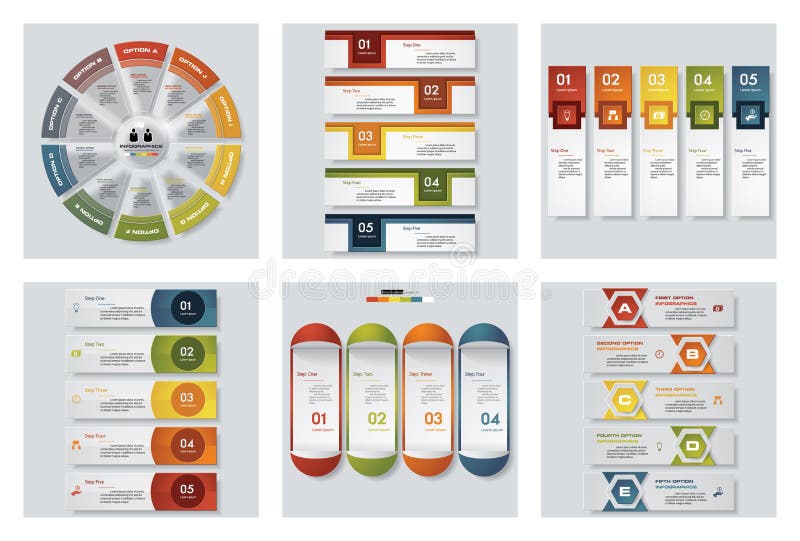 Collection of 6 Design Colorful Presentation Templates. Vector ...