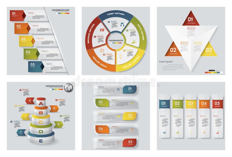 Collection of 6 Design Colorful Presentation Templates. Vector ...