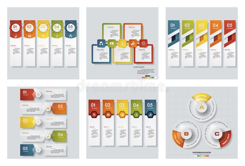 Collection of 6 Design Colorful Presentation Templates. Vector ...