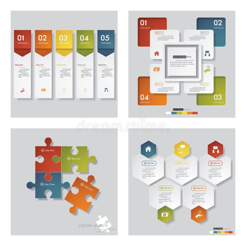 Collection of 6 Design Colorful Presentation Templates. EPS10. Set of ...