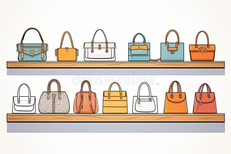 Collection of Designer Handbags Lined Up on a Sleek Shelf Stock Image ...