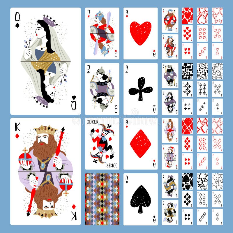 Collection of Designers Playing Cards, Full Deck Stock Vector - Illustration of table, gambling ...