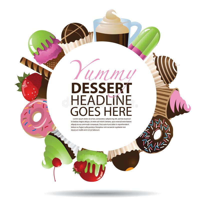 Collection of Desserts Round Background Stock Vector - Illustration of ...