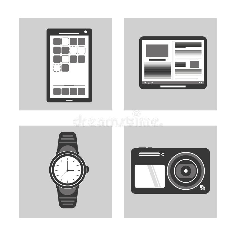 Collection Devices Wearable Technology Stock Vector - Illustration of ...