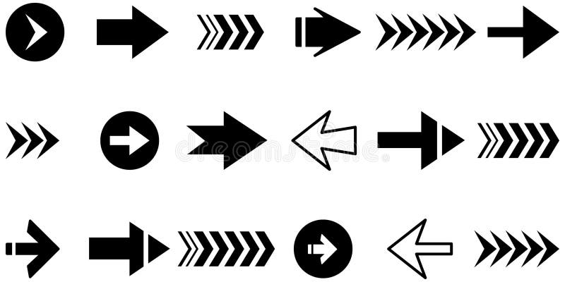 Collection Different Arrow Signs. Different Cursor Arrow Direction ...