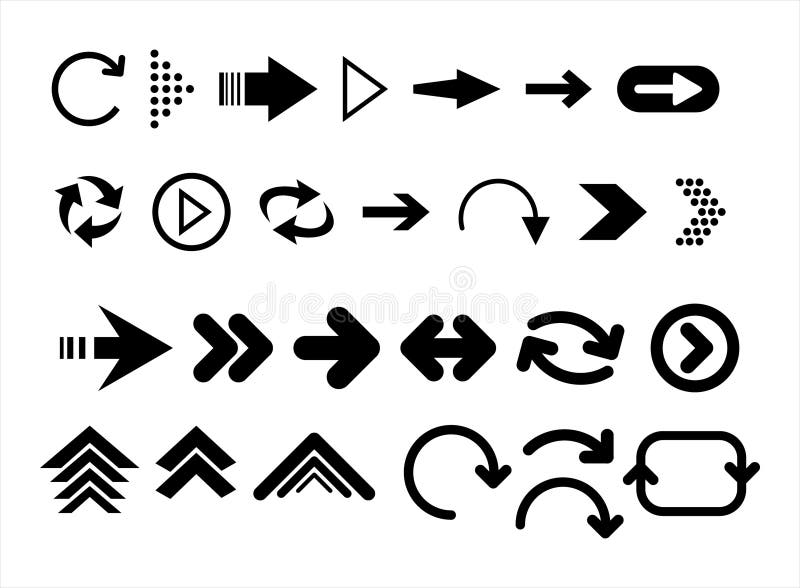 Collection of Different Arrows Black Icons Vector Illustration Stock ...