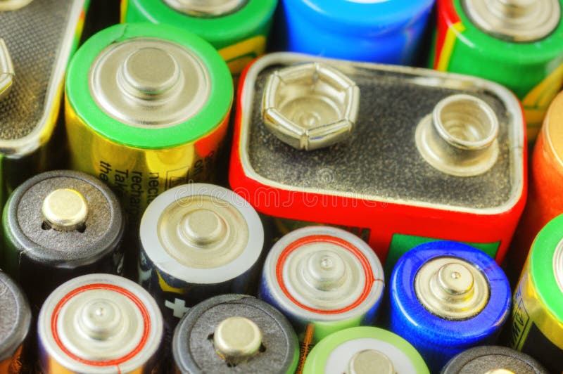 Collection of Different Batteries Stock Photo - Image of metal, close ...