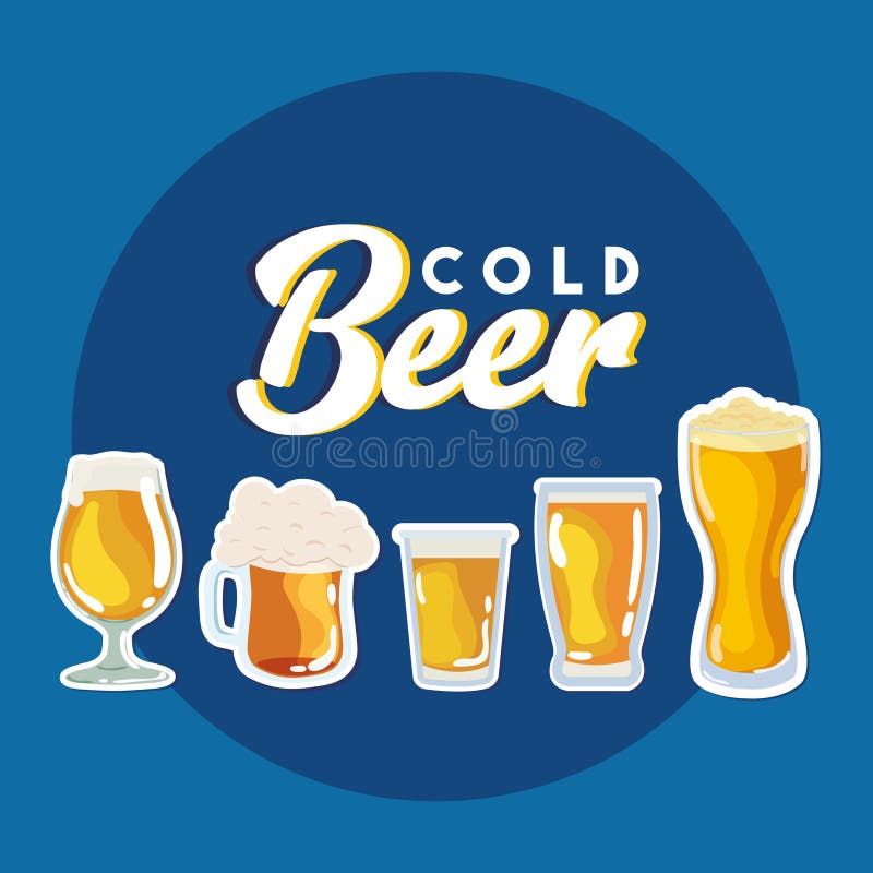 Collection of Different Beer Glasses and Mugs Drink Beer Vector Stock ...