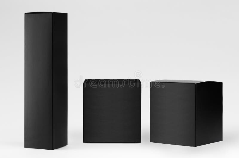 Collection of Different Black Paper Boxes - Tall Slim Rectangle, Square ...