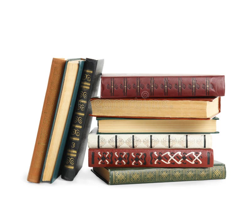 Collection of Different Books Isolated Stock Image - Image of pile ...