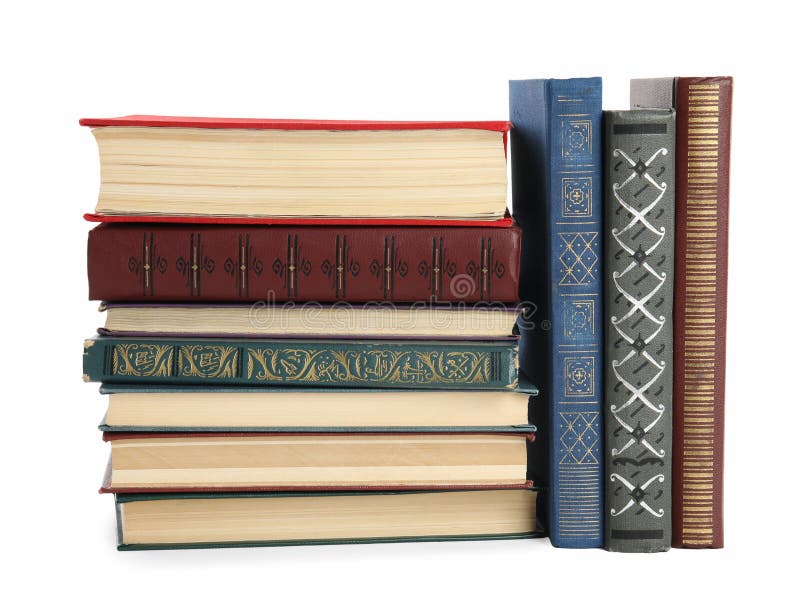 Collection of Different Books Isolated Stock Image - Image of aged ...