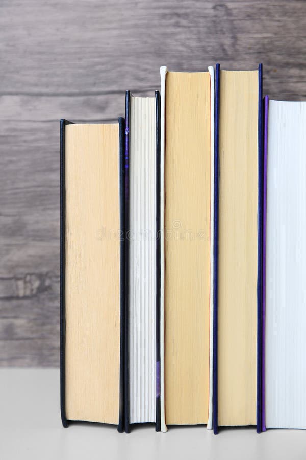 Collection of Different Books on White Shelf Stock Photo - Image of ...