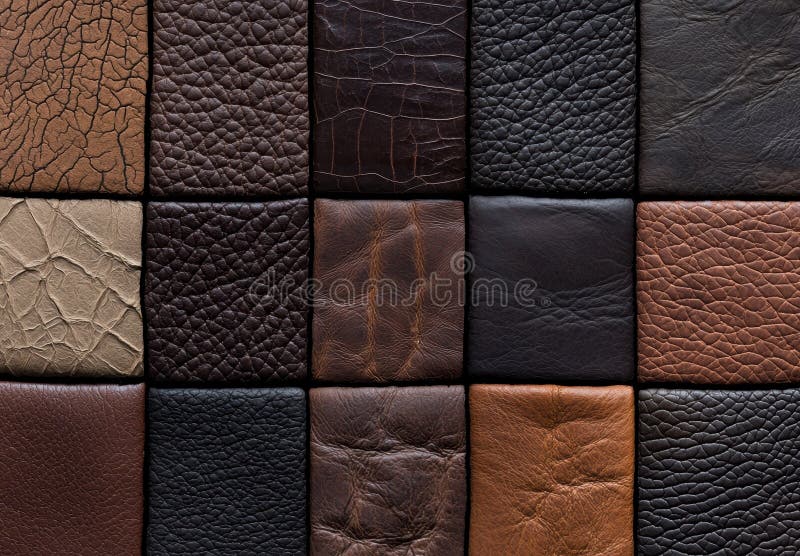 A Collection of Different Brown Leather Textures. Stock Illustration ...
