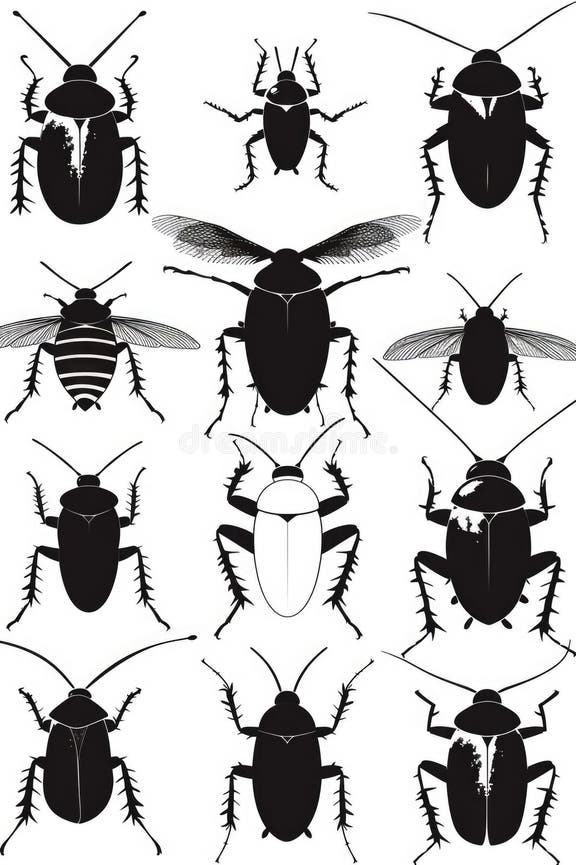 A Collection of Different Bug Types Stock Illustration - Illustration ...