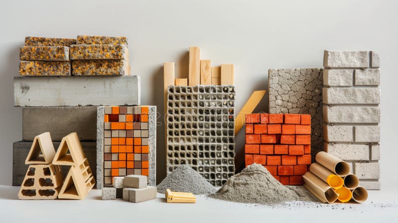 A Collection of Different Building Materials Stock Photo - Image of ...