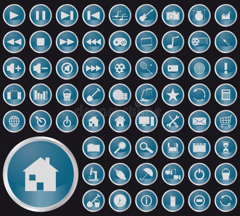 Collection of Different Buttons Stock Vector - Illustration of black ...