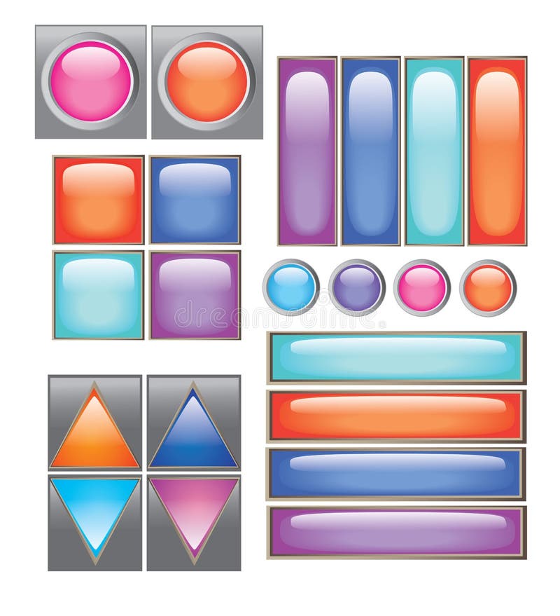 Collection of Different Buttons Stock Vector - Illustration of icons ...