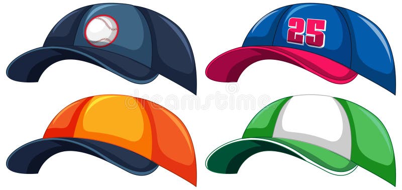Collection of Different Caps Vector Stock Vector - Illustration of ...