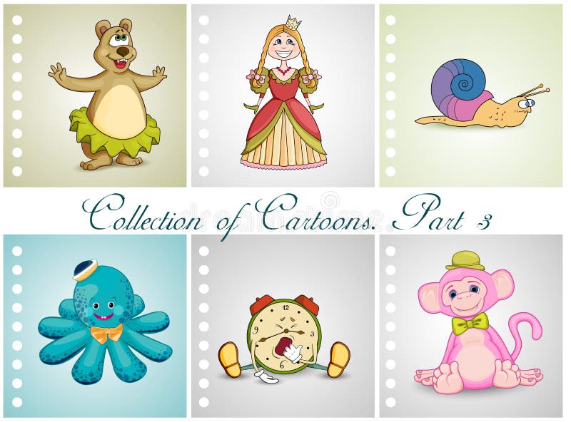 Collection of Different Cartoons. Part 3 Stock Vector - Illustration of ...