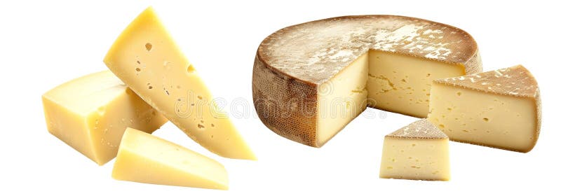 A Collection of Different Cheeses, Including a Round Cheese with a ...