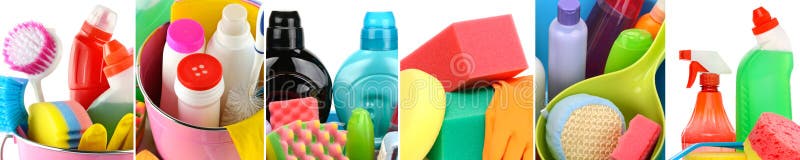 Collection Different Cleaners Separated Vertical Lines Stock Image ...