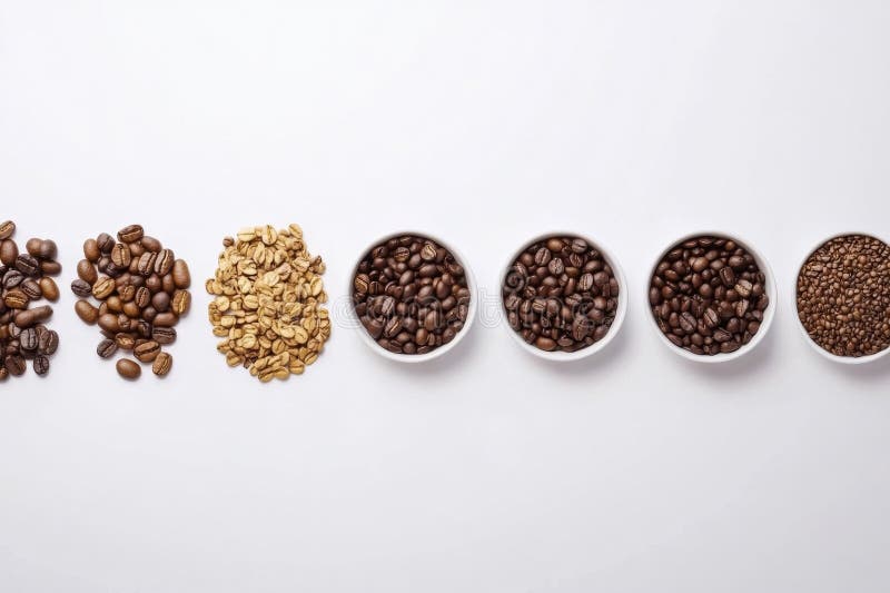 A Collection of Different Coffee Beans Arranged Neat and Organized on a ...