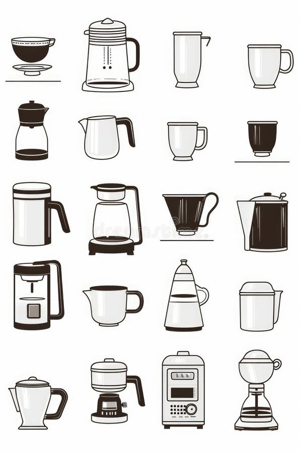 A Collection of Different Coffee Maker Machines. Ideal for Coffee Shop ...