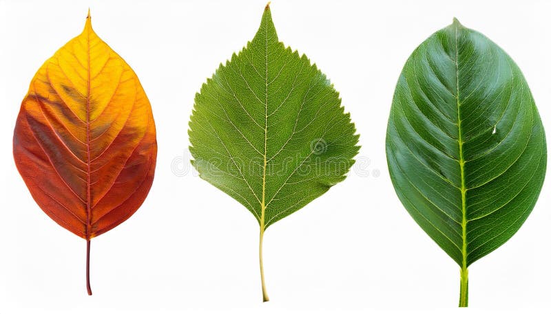 Collection of Different Color Branch and Leaves Isolate on White ...