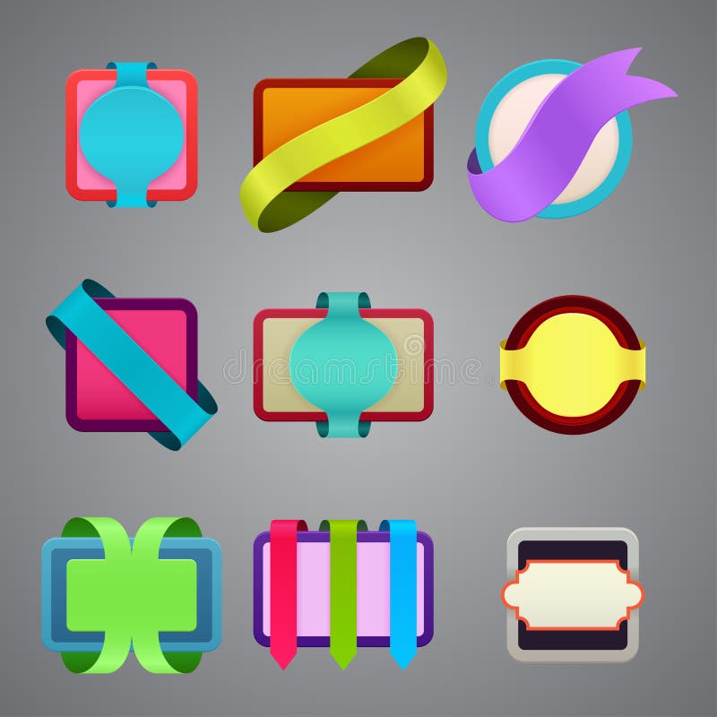 Set of Different Color Ribbon Labels Stock Illustration - Illustration ...