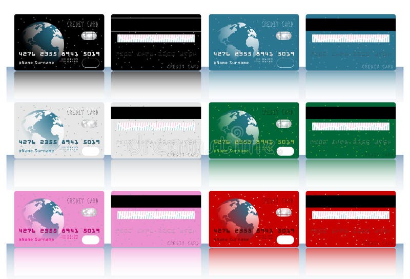 Collection of Different Colored Credit Cards for B Stock Illustration ...