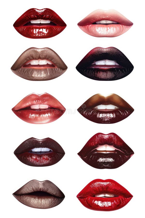 A Collection of Different Colored Lips on a White Background, Great for ...