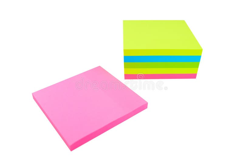 Collection of Different Colored Sheets of Note Pages Isolated on White ...