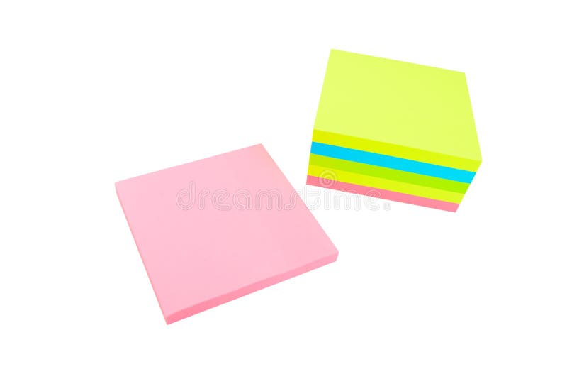 Collection of Different Colored Sheets of Note Pages Isolated on White ...