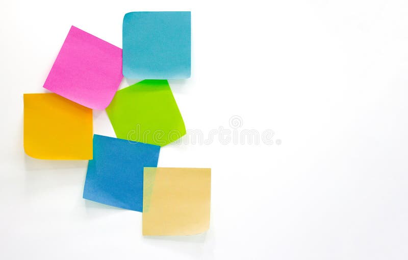 Collection of Different Colored Sheets of Note Papers Isolated on White ...