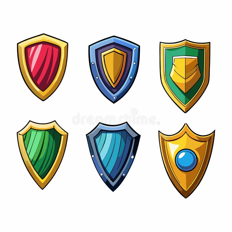 A Collection of Different Colored Shields Stock Illustration ...