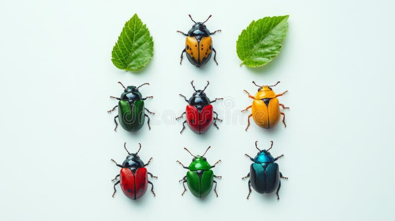Collection of Different Colorful Bugs Isolated on White Background ...