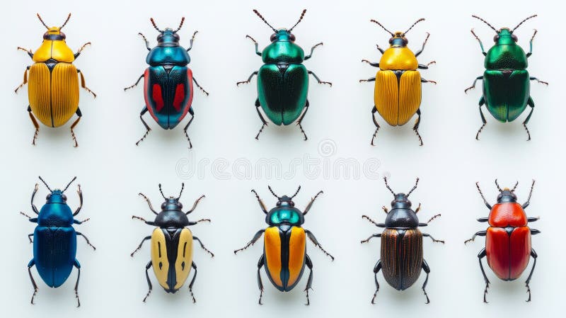 Collection of Different Colorful Bugs Isolated on White Background ...