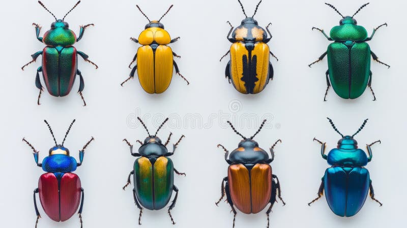 Collection of Different Colorful Bugs Isolated on White Background ...