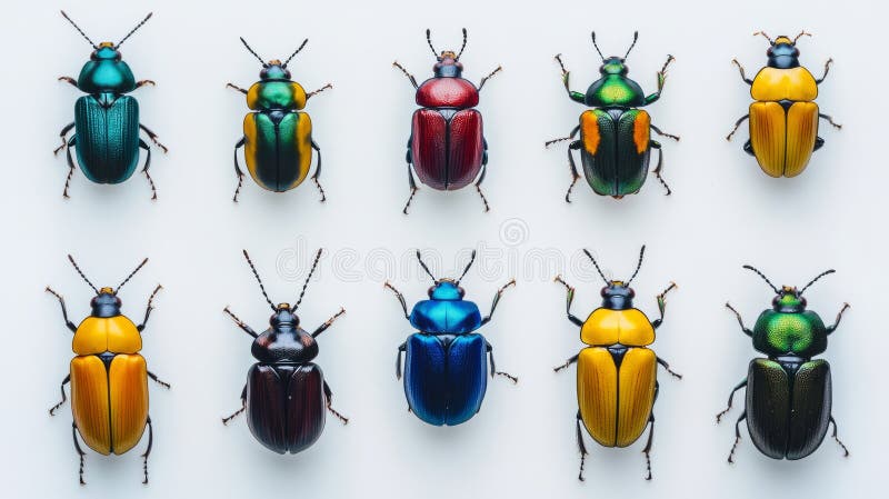 Collection of Different Colorful Bugs Isolated on White Background ...