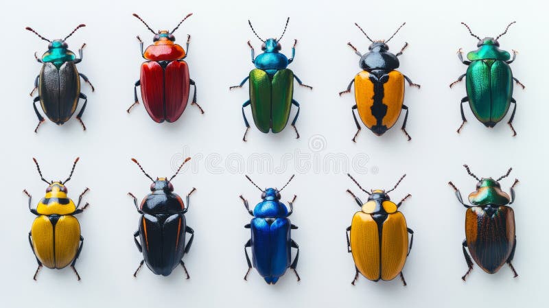 Collection of Different Colorful Bugs Isolated on White Background ...