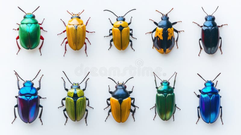 Collection of Different Colorful Bugs Isolated on White Background ...
