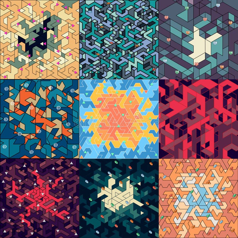 Abstract Geometric Patterns Set Stock Illustration - Illustration of ...