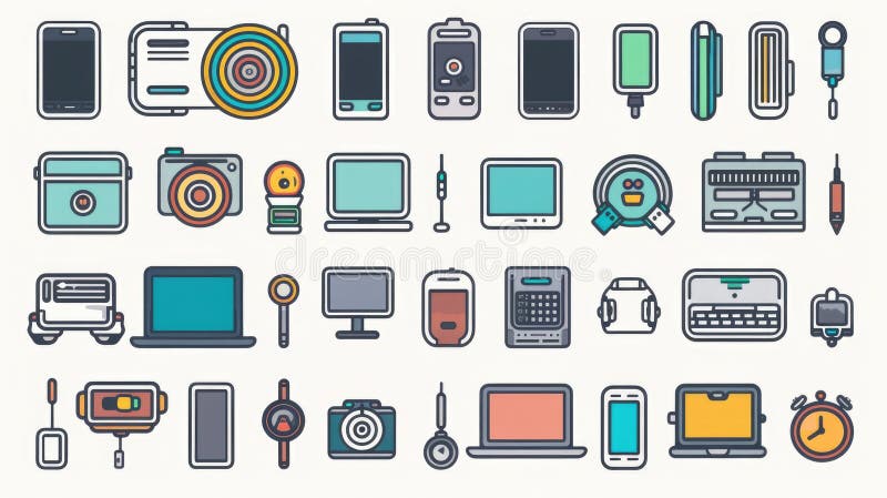 A Collection of Different Electronic Devices Arranged Together Stock ...