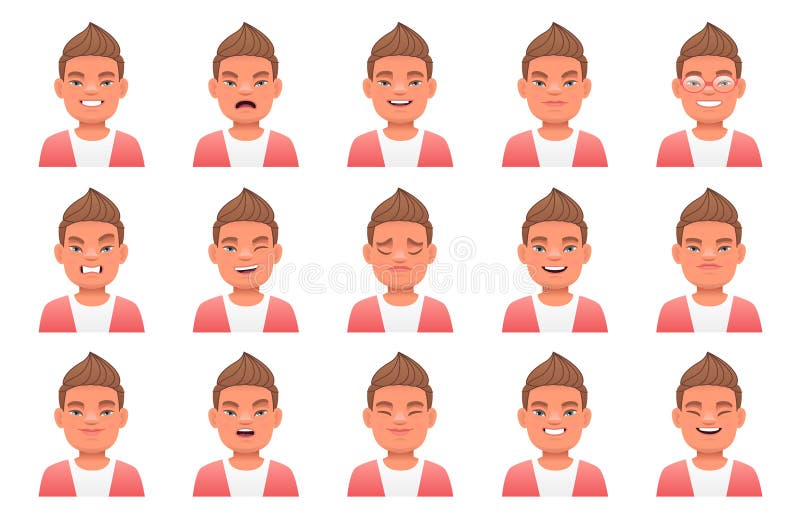 Collection of Different Emotions of a Cute Boy with the Genetic Disease ...