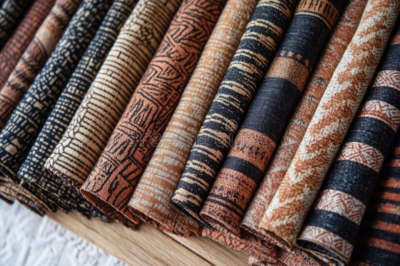 A Collection of Different Fabrics Displayed on a Table, Suitable for ...