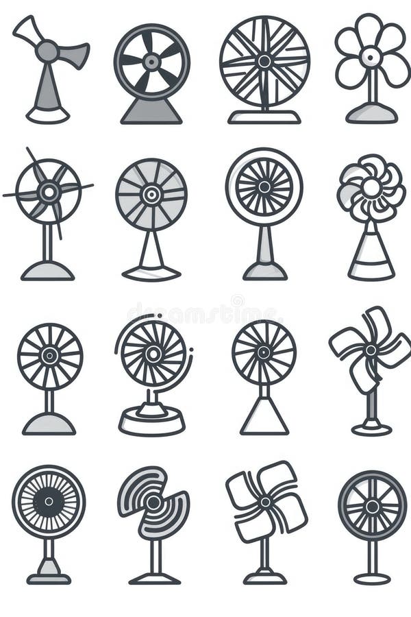 A Collection of Different Fan Types Including Ceiling Fans, Box Fans ...