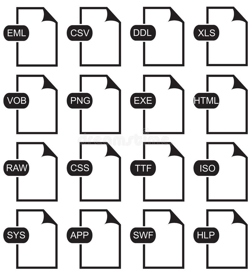 Collection of Different File Extensions. Stock Vector - Illustration of ...